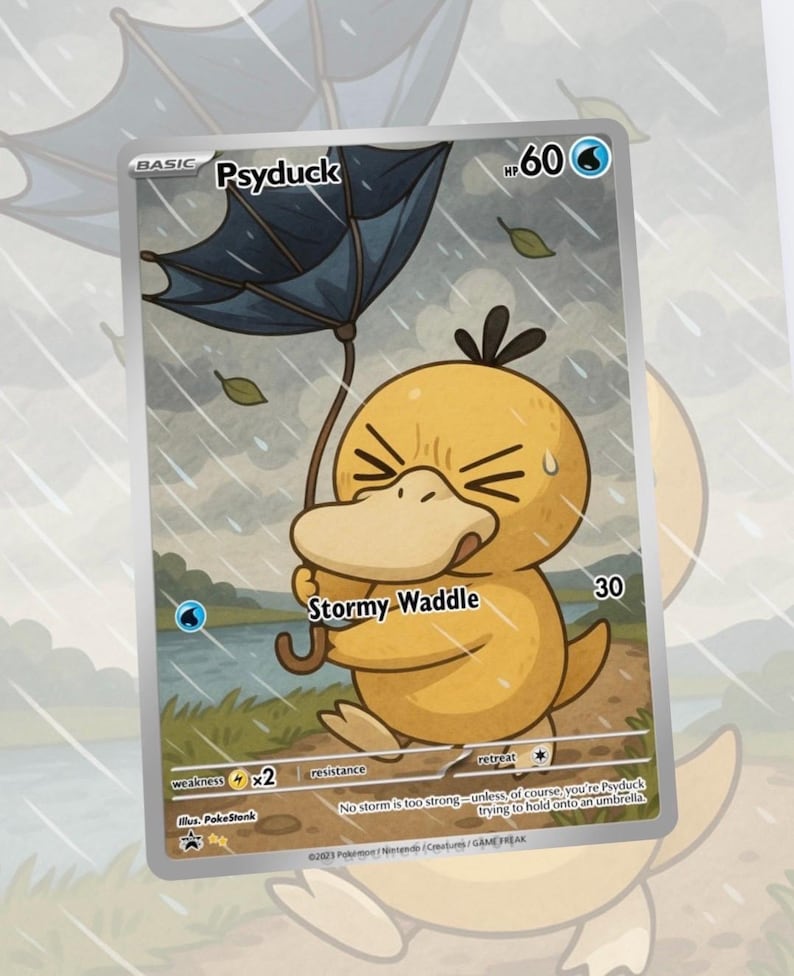 Psyduck Custom Made Card Fan Art Card - Etsy