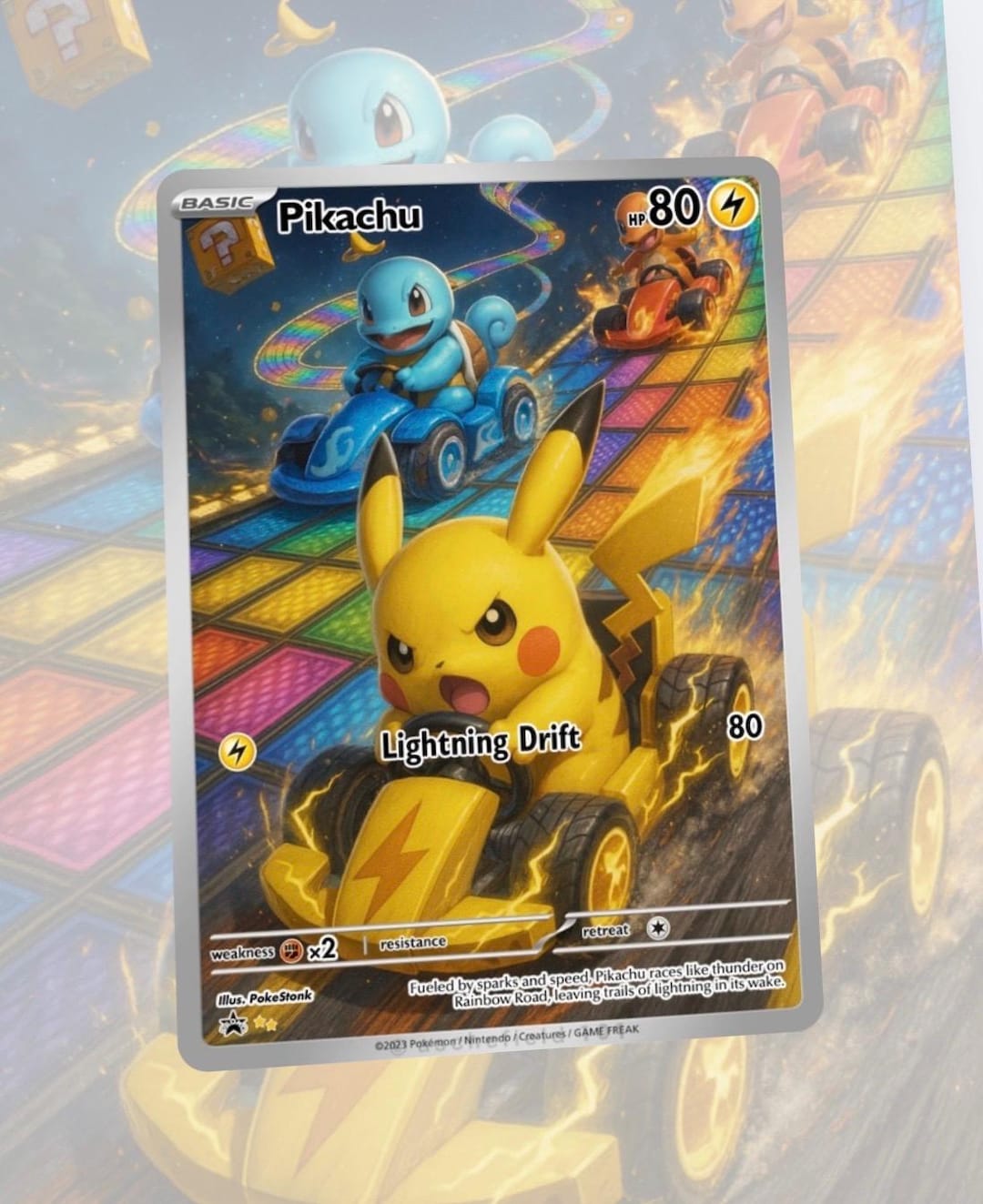 Pikachu Racing Custom Made Card Fan Art Card - Etsy