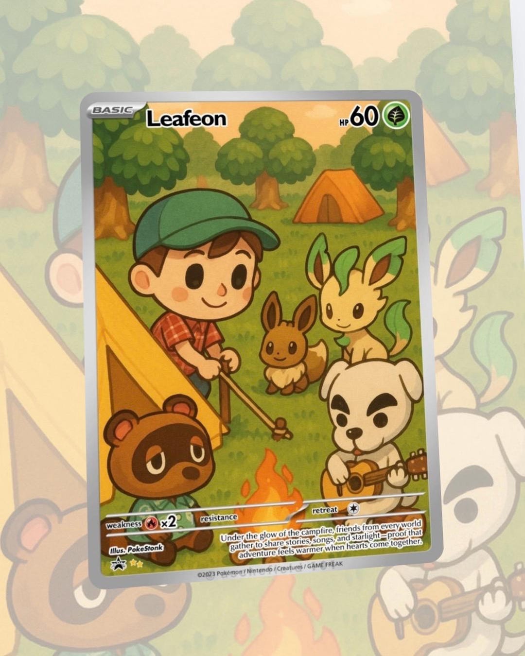 Leafeon X Animal Crossings Custom Made Card Fan Art Card - Etsy