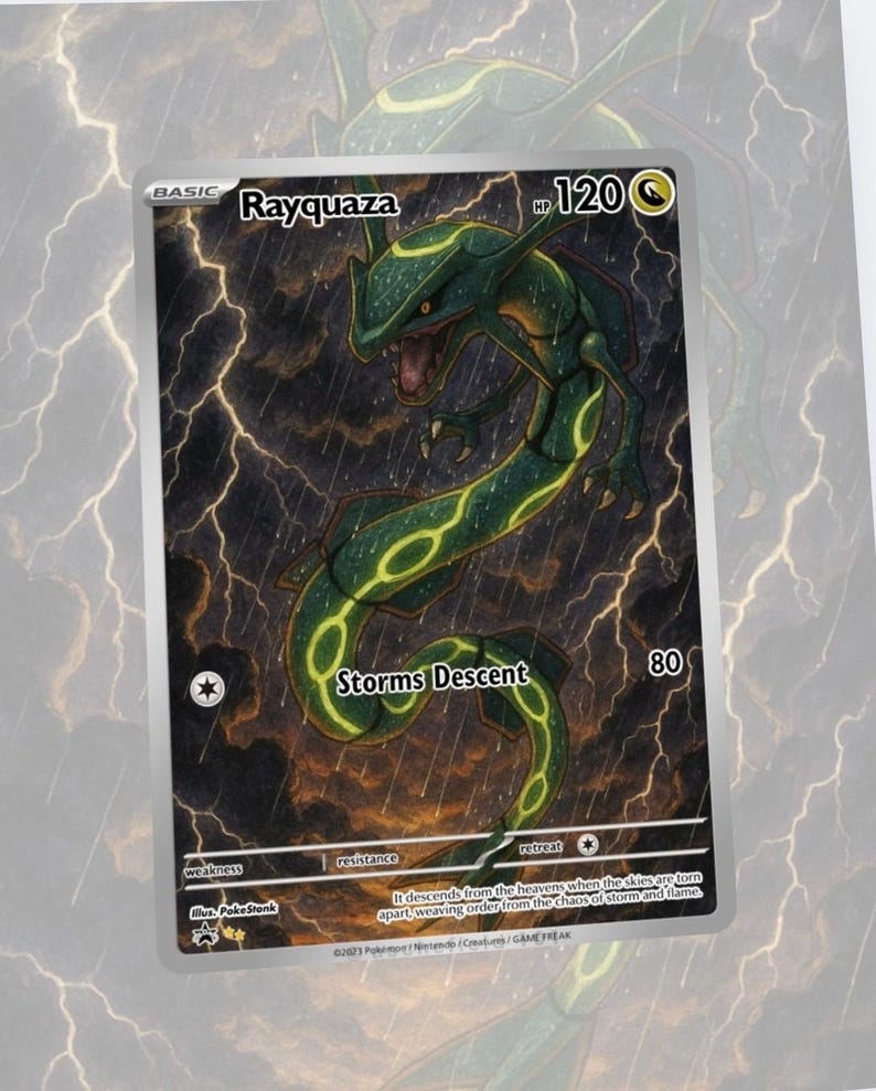Rayquaza Custom Made Card Fan Art Card - Etsy