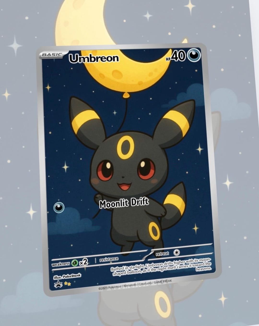 Umbreon Moon Custom Made Card Fan Art Card - Etsy