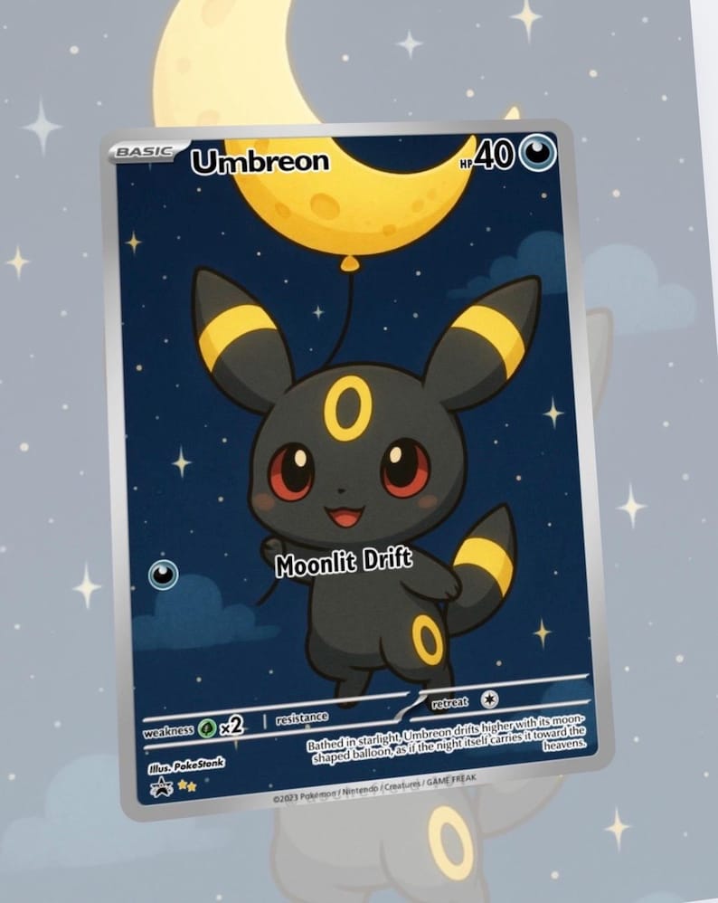 Umbreon Moon Custom Made Card Fan Art Card - Etsy