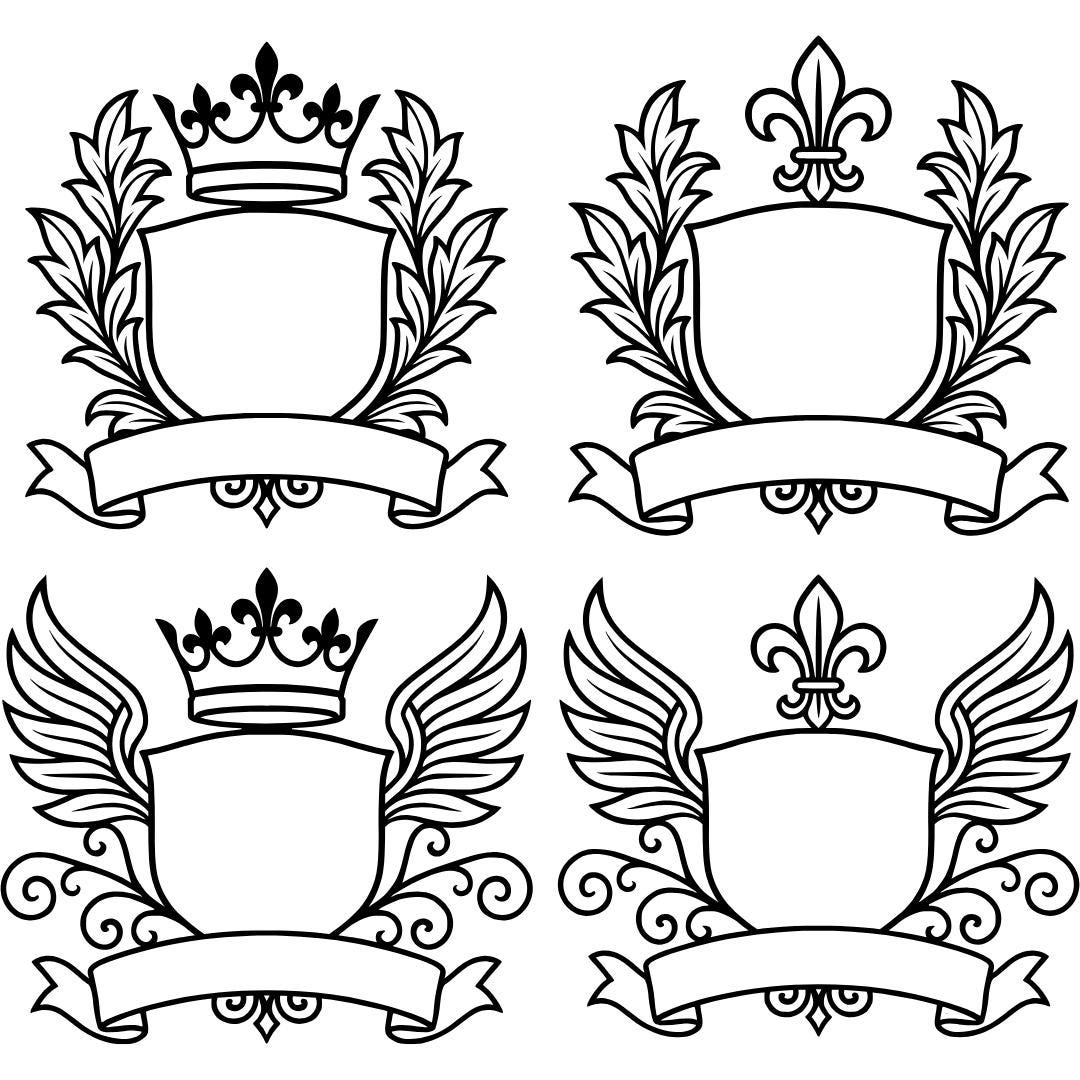 Heraldic Crest SVG Bundle, Monogram, Zodiac, Animal, Clock Faces (AI ...