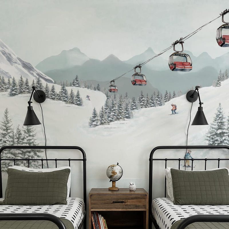 Ski Lift Wallpaper Mural - Etsy