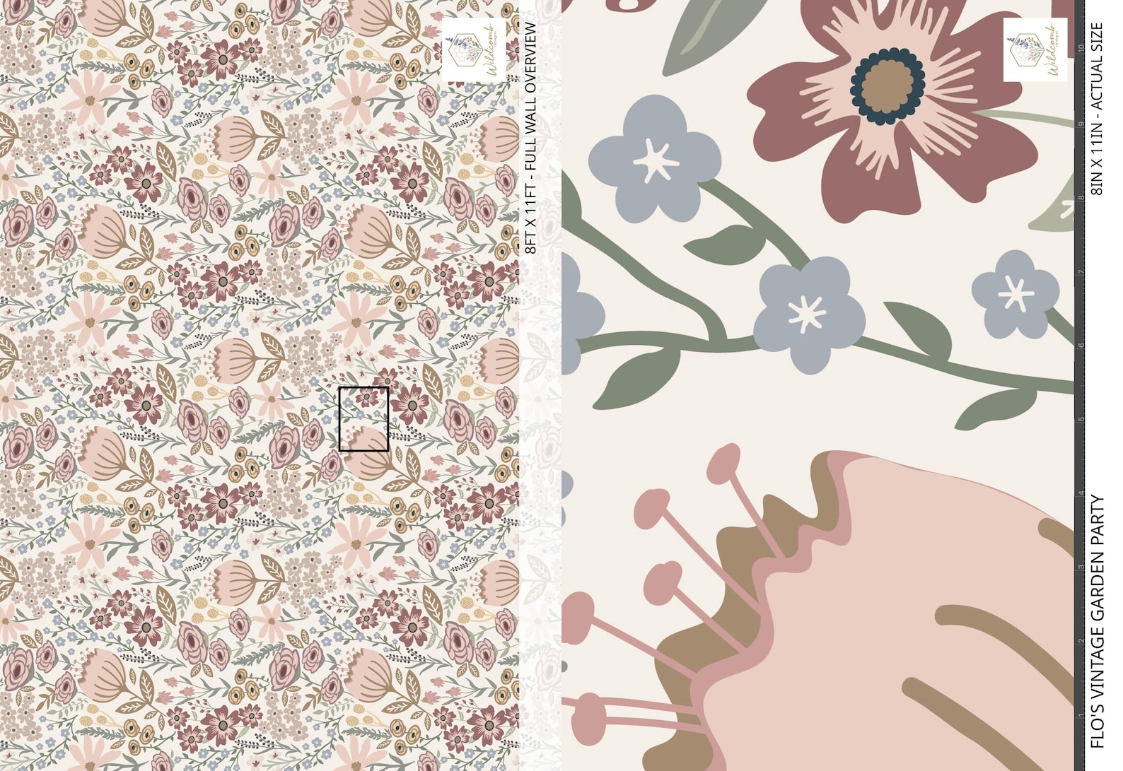 Floral Peel and Stick Wallpaper - Flo's Vintage Garden Party Mural in ...