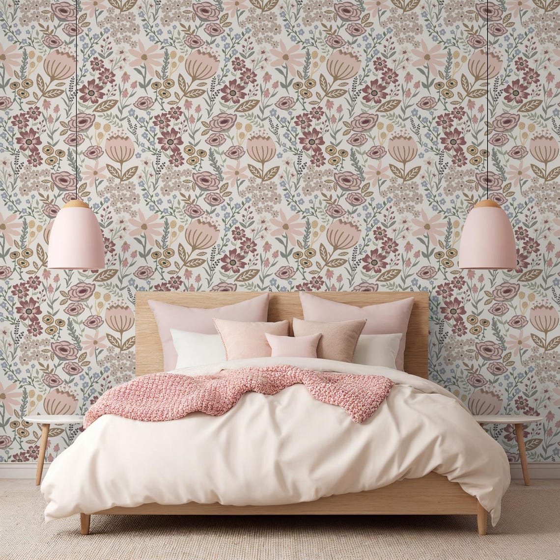 Floral Peel and Stick Wallpaper - Flo's Vintage Garden Party Mural in ...