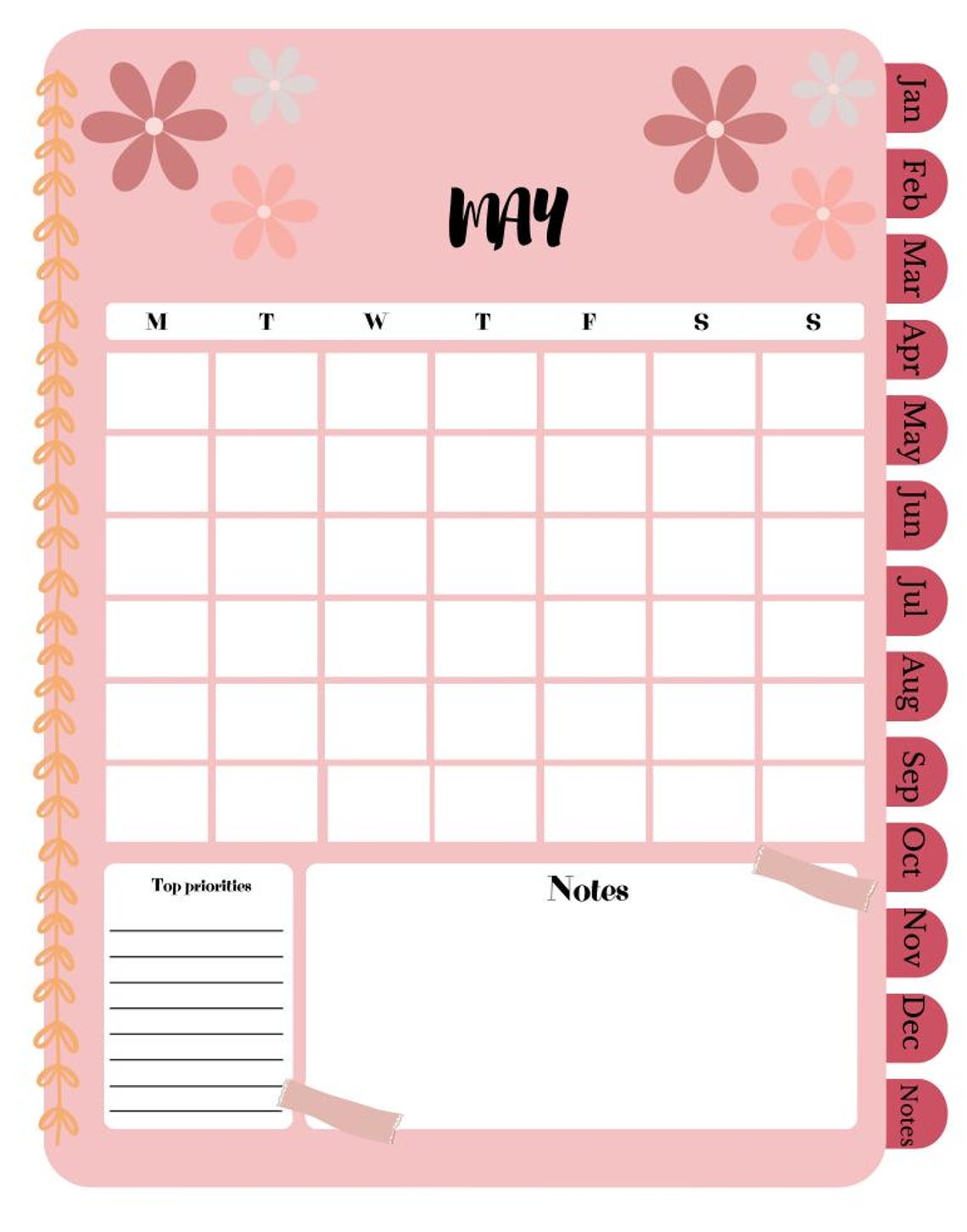 Flower Theme 2025 Calendar| PDF READY - Etsy