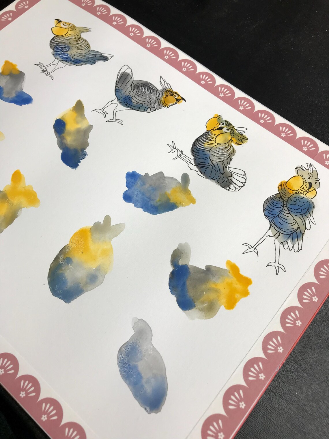 Prairie Chickens Blob Bird Watercolor Mixed Media Art Print - Etsy