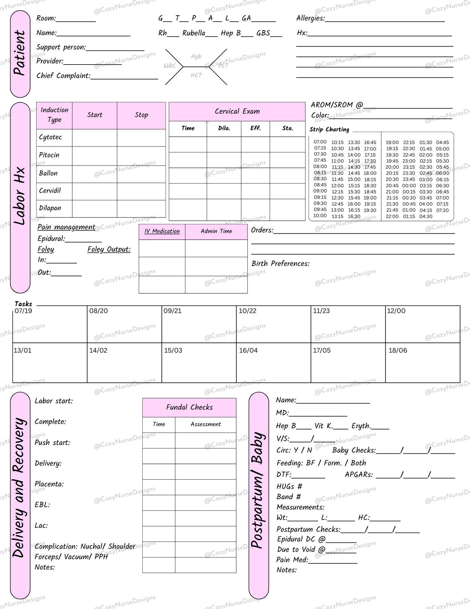 Labor and Delivery Report Sheet - Etsy