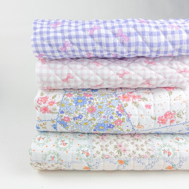 Quilted Floral Polyester Fabric – Soft Material for Sewing Clothes ...