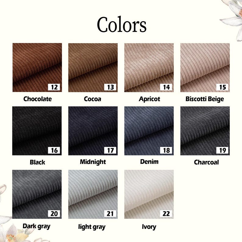Solid Corduroy Fabric – 8 Wales Soft Durable Material for Sewing ...