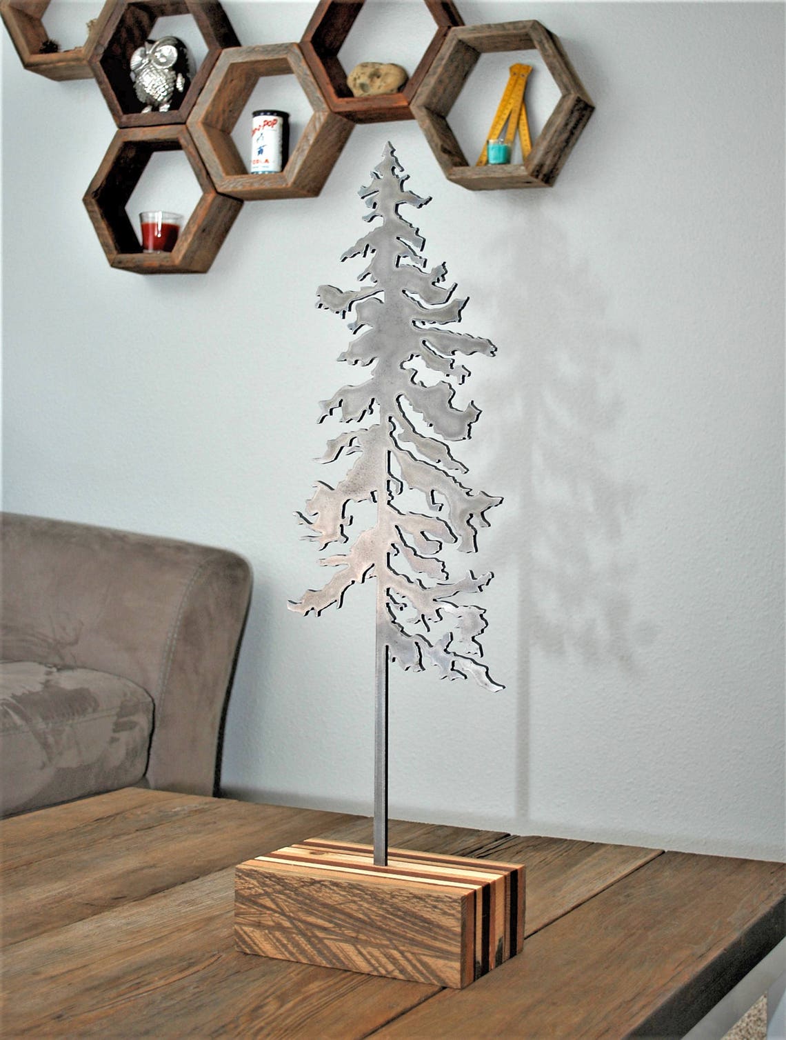 Reclaimed Wood and Steel Tree Sculpture - Etsy