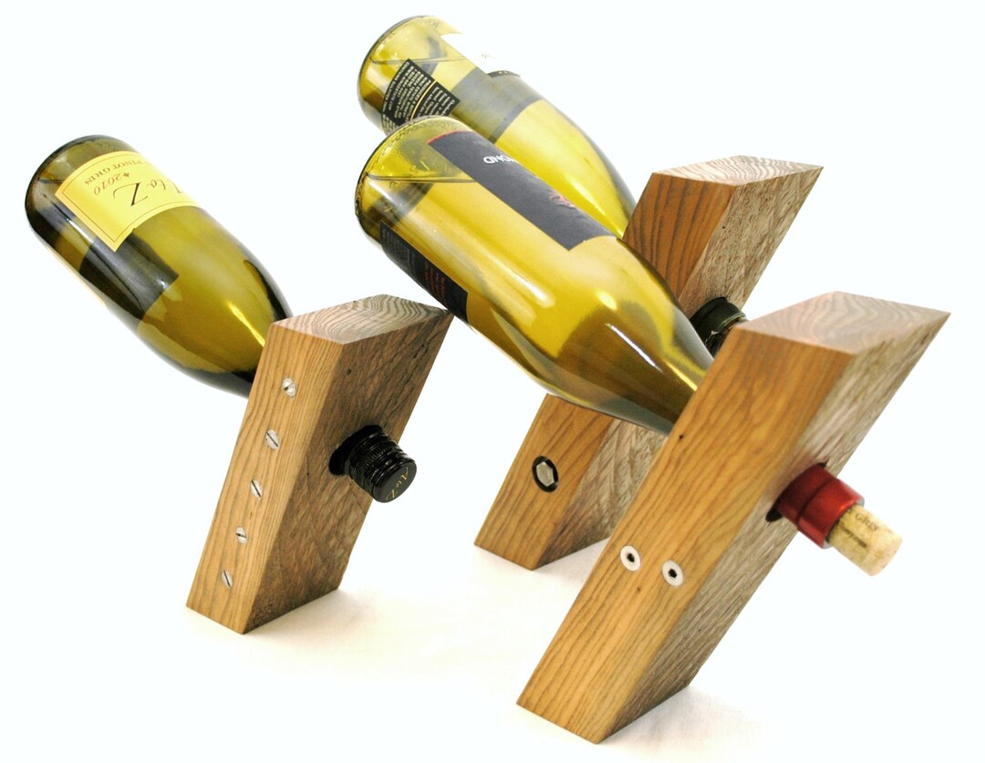 Reclaimed Wood Gravity Bottle Stand - Etsy