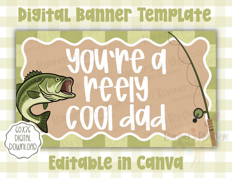 Fishing Dad Banner Template – Editable Canva Digital Download (60x35 ...