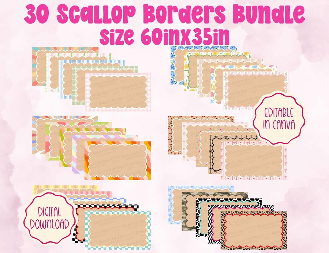 Scallop Border Banner Template Bundle - Multipack Border - Canva ...