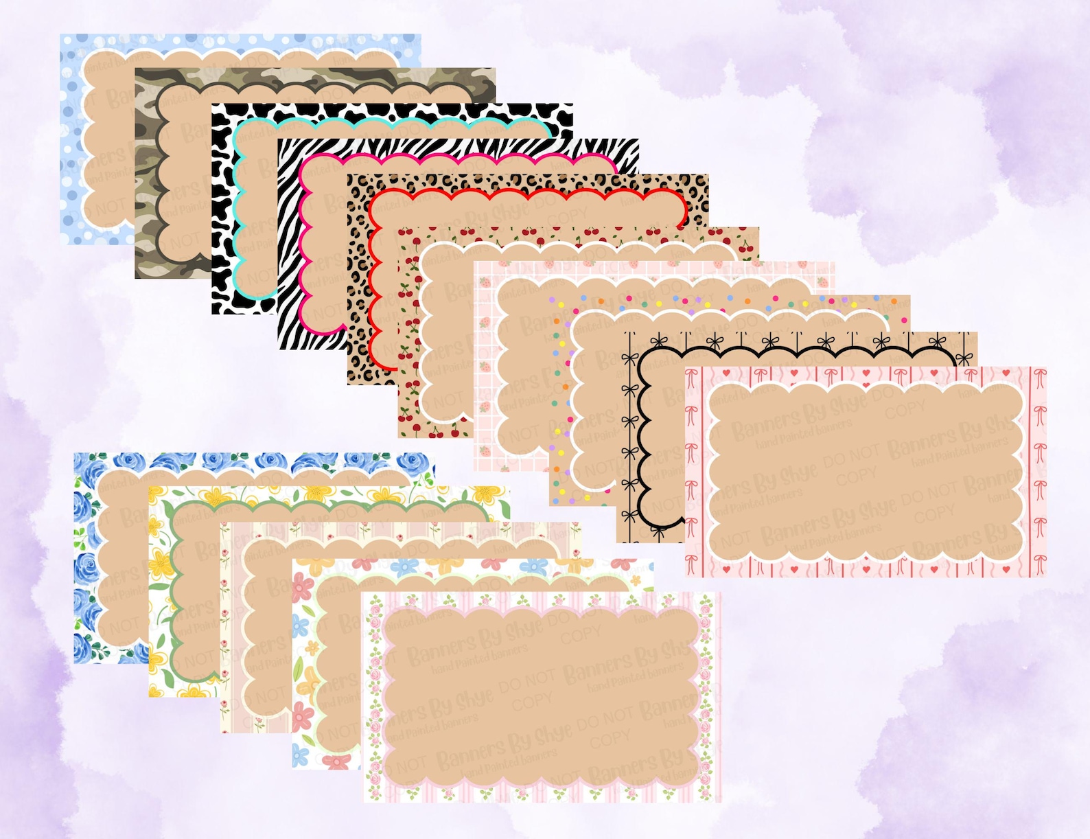 Scallop Border Banner Template Bundle - Multipack Border - Canva ...