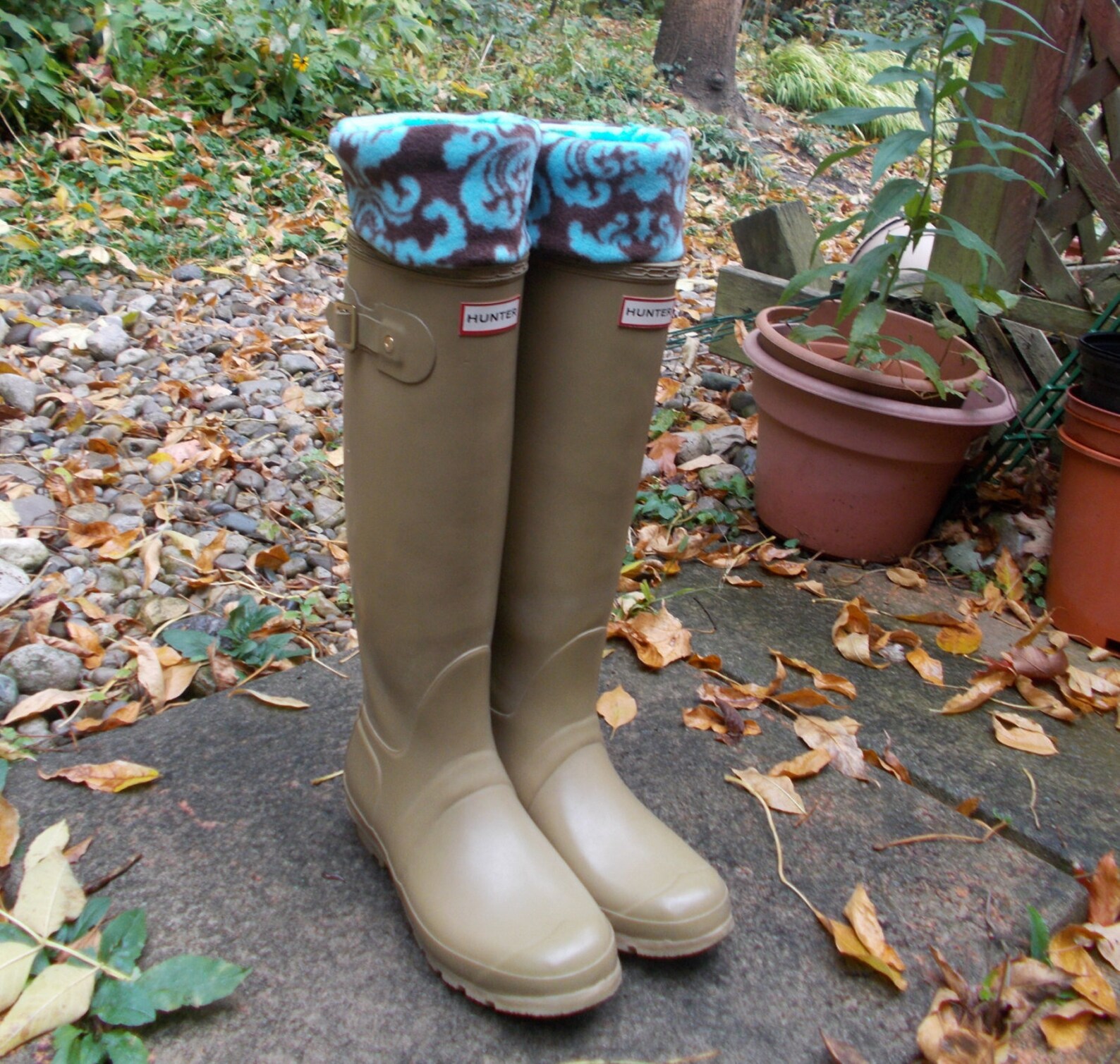 Rain Boot Liners Damask Turquoise and BLACK Sock British - Etsy