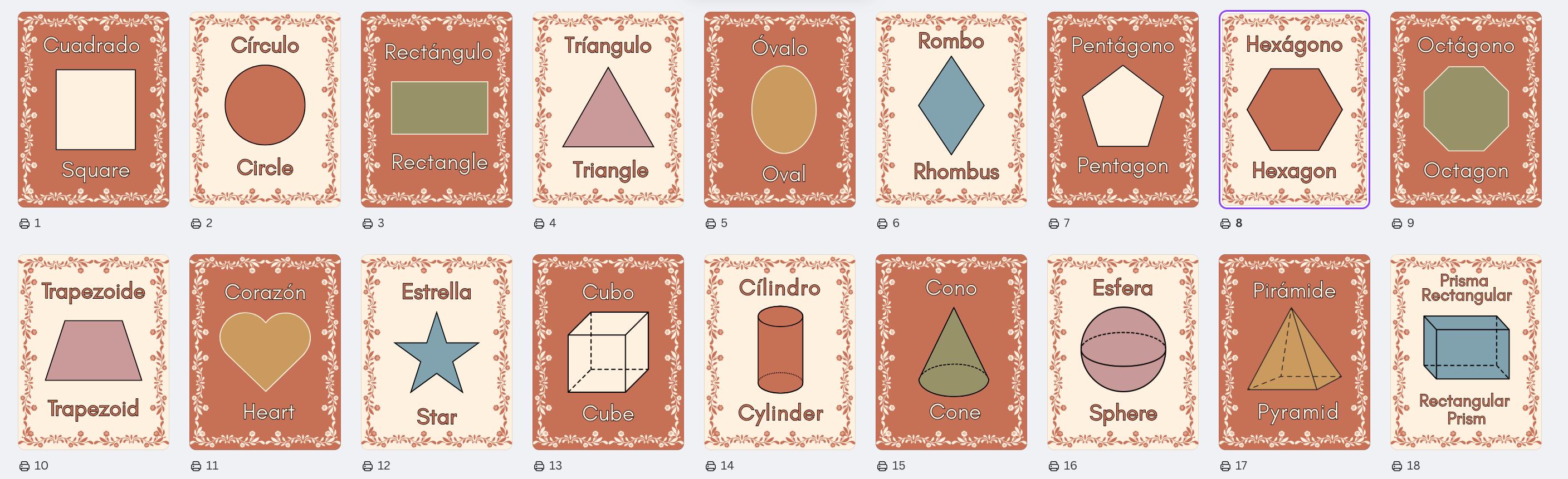 Cielito Lindo Bilingual 2D & 3D Shapes Posters - Etsy