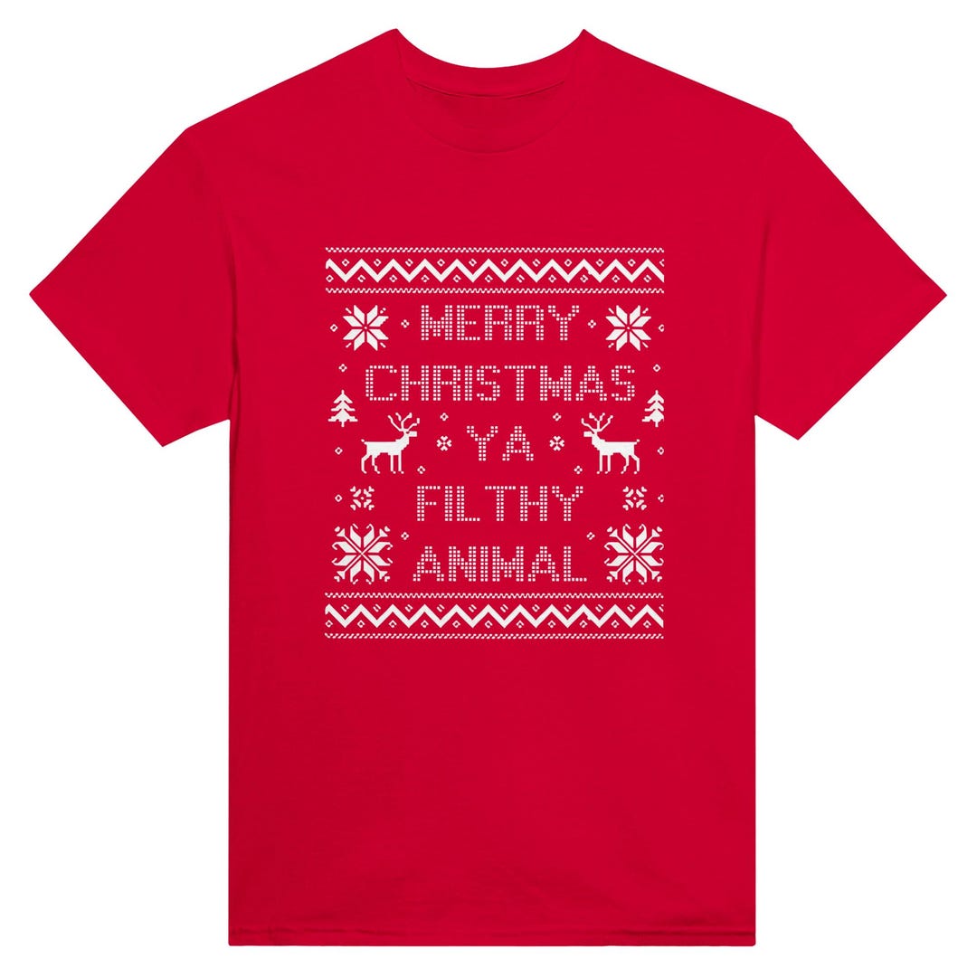 Funny 'merry Christmas Ya Filthy Animals' T-shirt - Humorous Holiday ...