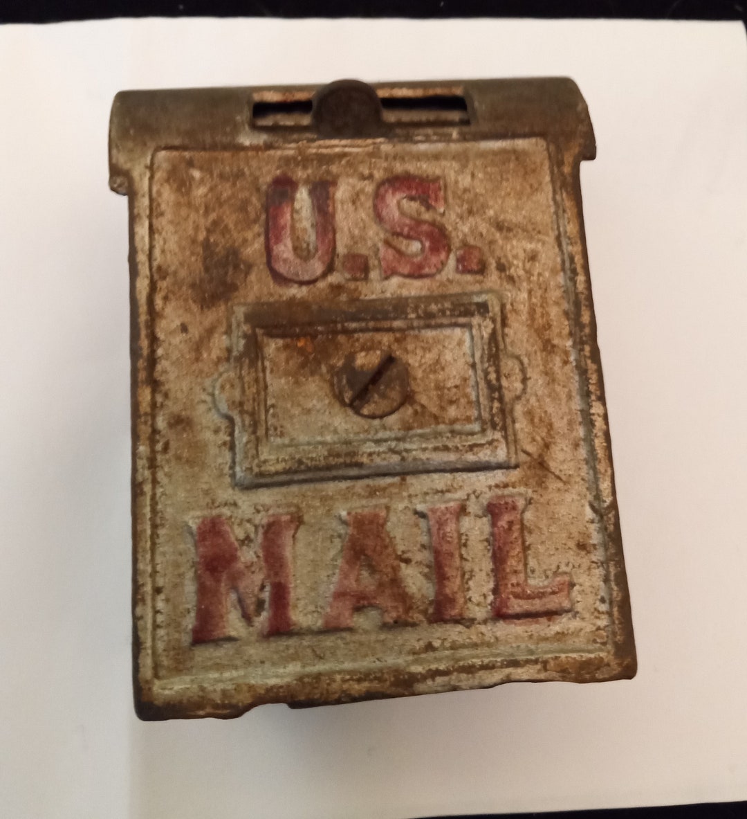 Vintage Cast Iron US Mailbox Bank - Etsy