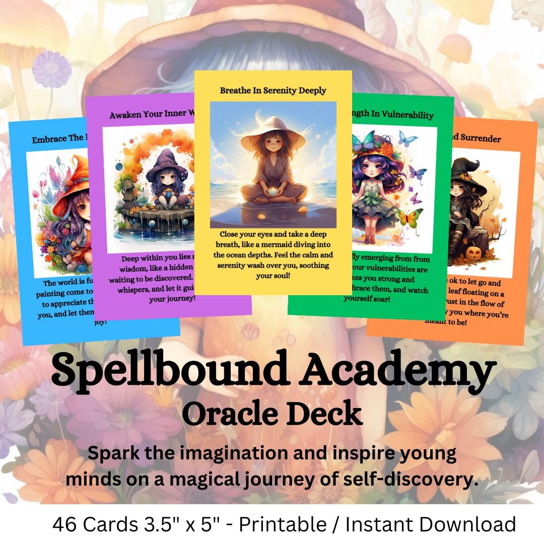 Kids Affirmation Oracle Deck: Whimsical Witch Theme (PDF Downloadable ...