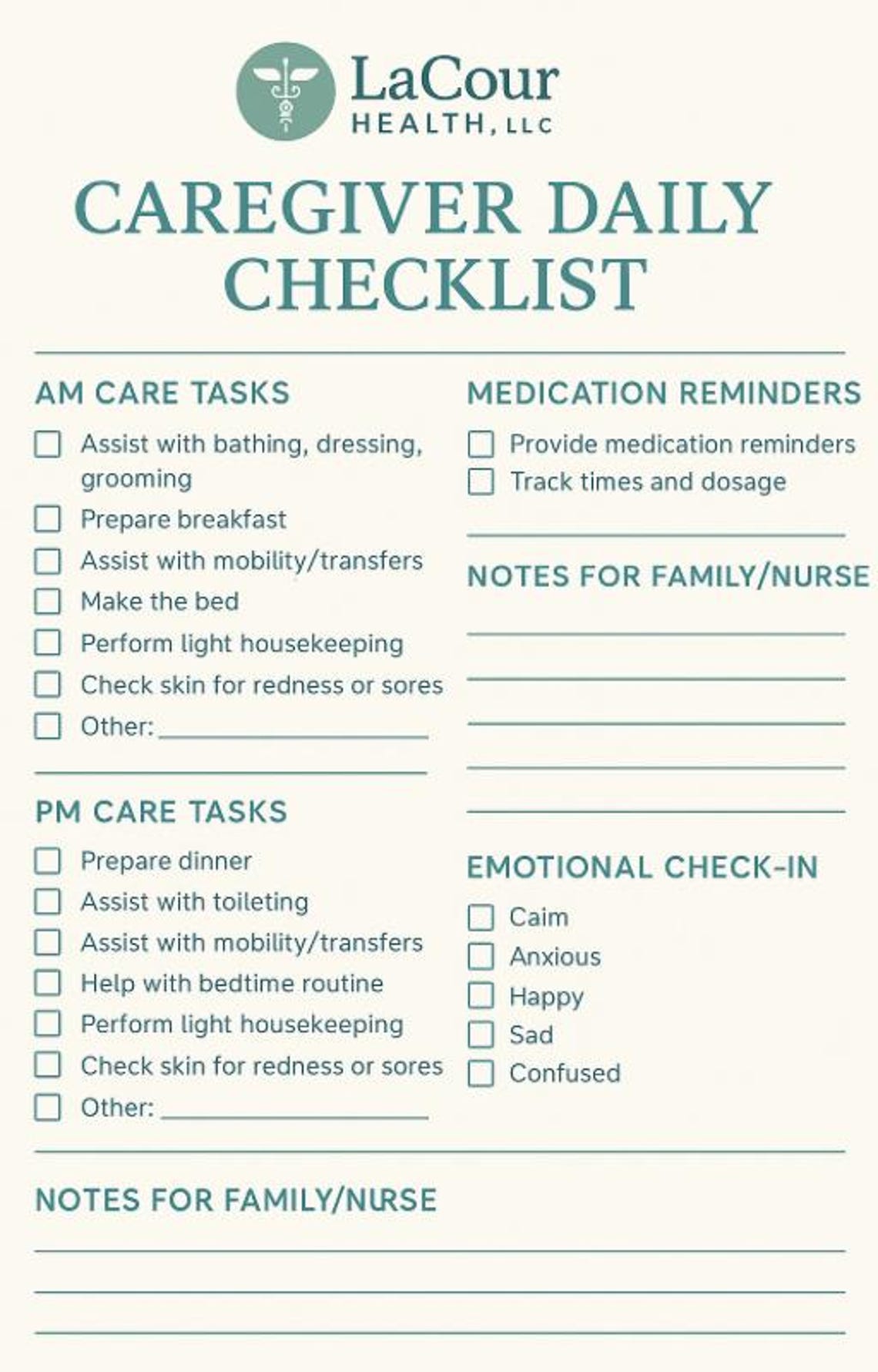 Caregiver Guide Printable - Etsy