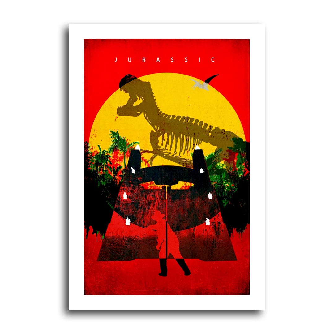 Jurassic Park Movie Poster – Dinosaur Wall Art, 1993 Film Print, T-rex ...