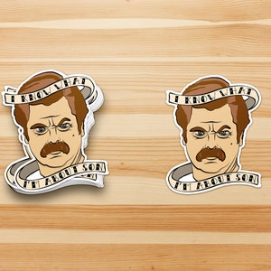 Ron Swanson - Parks and Recreation - Waterproof Vinyl Sticker - Water ...