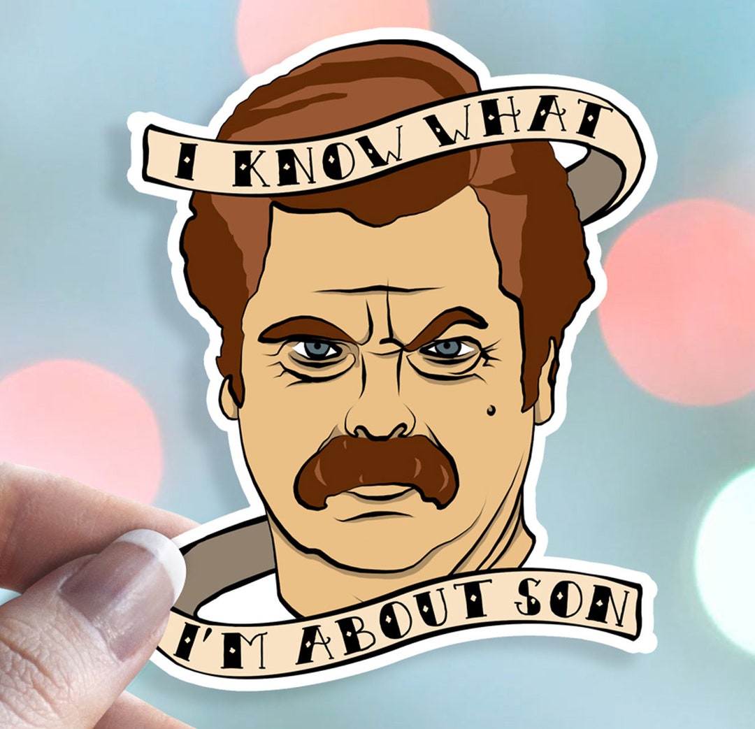 Ron Swanson - Parks and Recreation - Waterproof Vinyl Sticker - Water ...