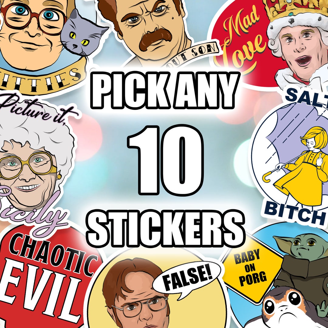Pick ANY 10 Vinyl Stickers - Make Your Own Sticker Pack - Waterproof ...