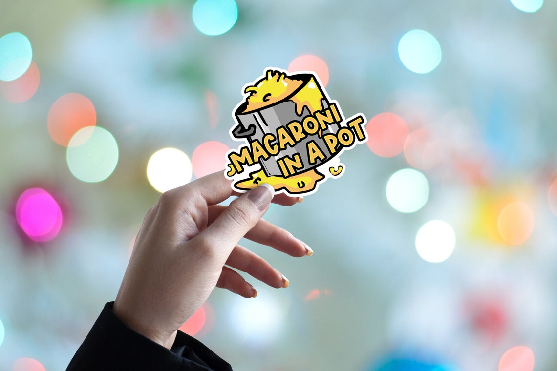 Macaroni in a Pot Vinyl Waterproof Sticker | Etsy