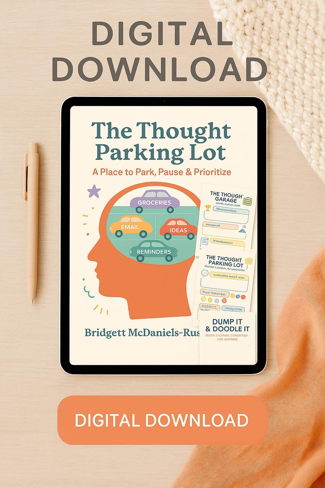 ADHD Printable Journal for Adults – Thought Parking Lot (digital ...