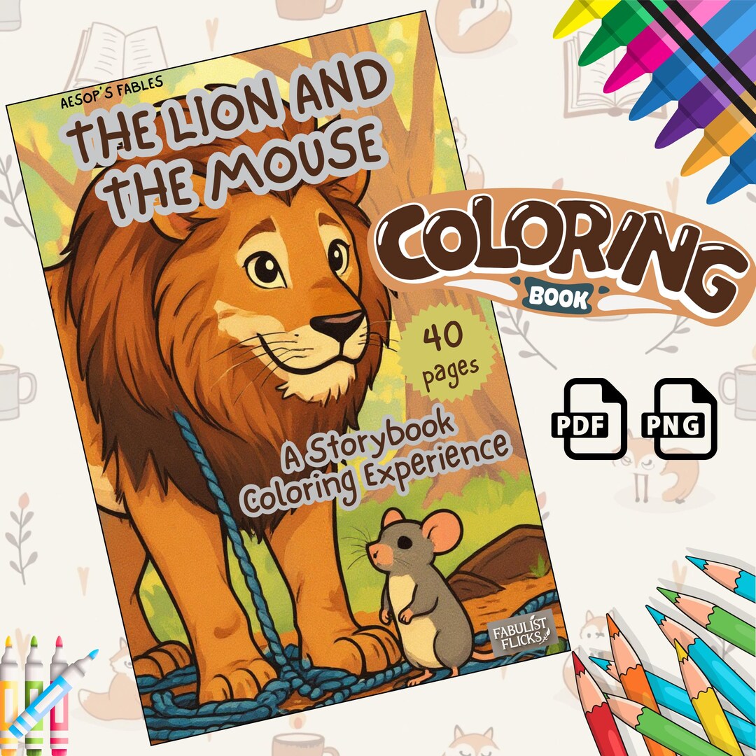 The Lion & the Mouse Storybook Coloring Book and Story Book 30 ...