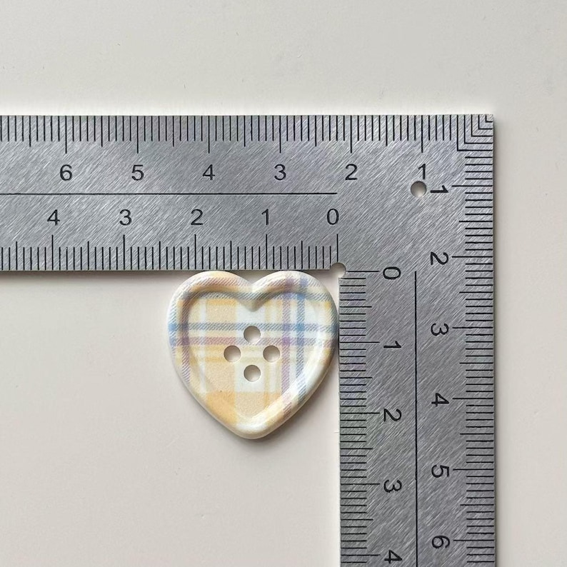 Plaid Heart Buttons – 5pc 25mm Gingham Love Buttons – Sweet Decorative ...