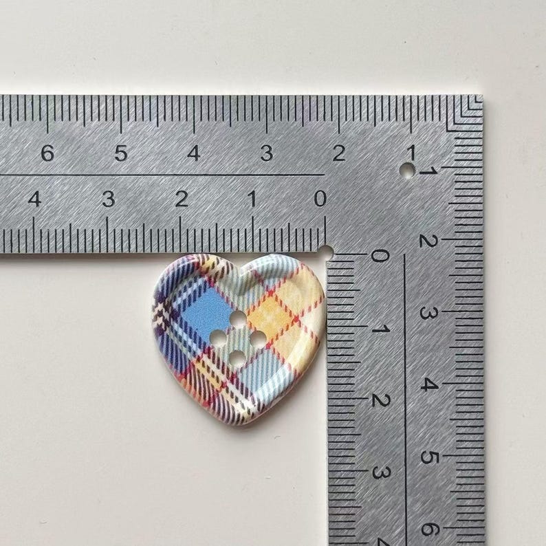 Plaid Heart Buttons – 5pc 25mm Gingham Love Buttons – Sweet Decorative ...