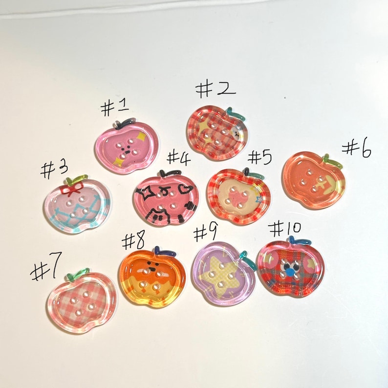 Transparent Apple Buttons – Set of 5 Pc Cute Fruit-themed Acrylic ...