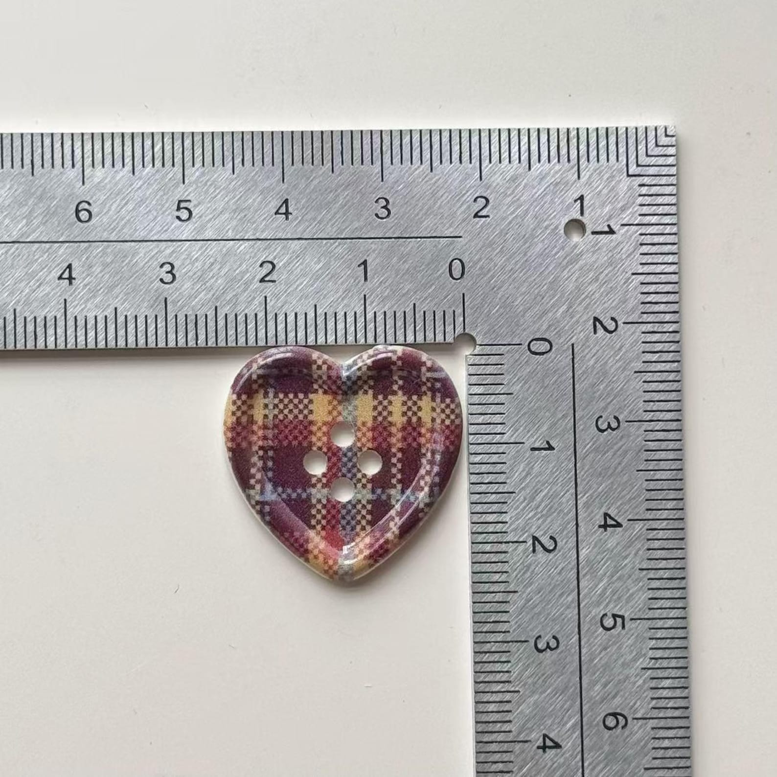 Plaid Heart Buttons – 5pc 25mm Gingham Love Buttons – Sweet Decorative ...