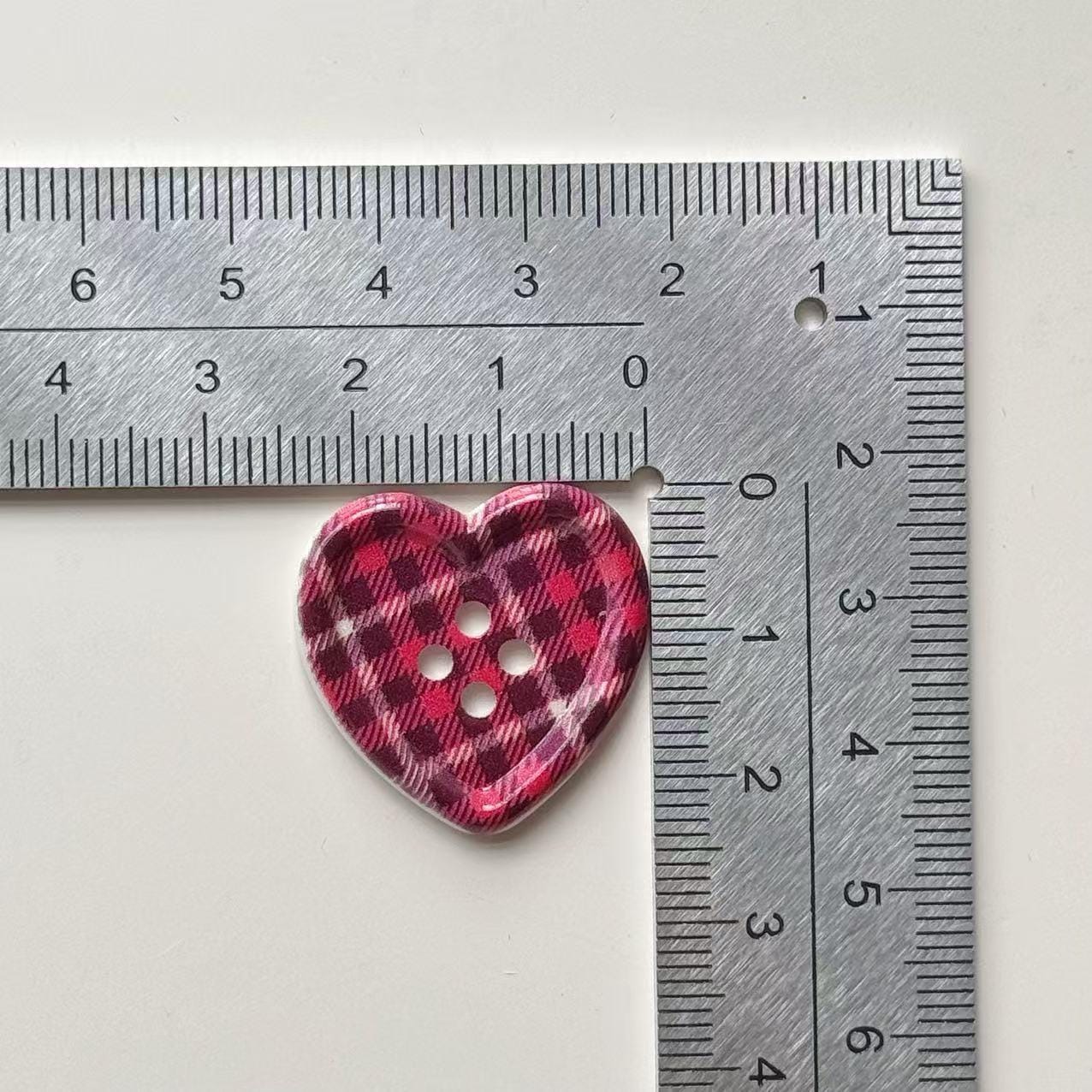 Plaid Heart Buttons – 5pc 25mm Gingham Love Buttons – Sweet Decorative ...