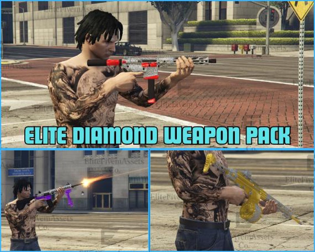 Fivem Elite Diamond Weapon Pack | 8 Diamonds Embossed Guns | Luxury ...