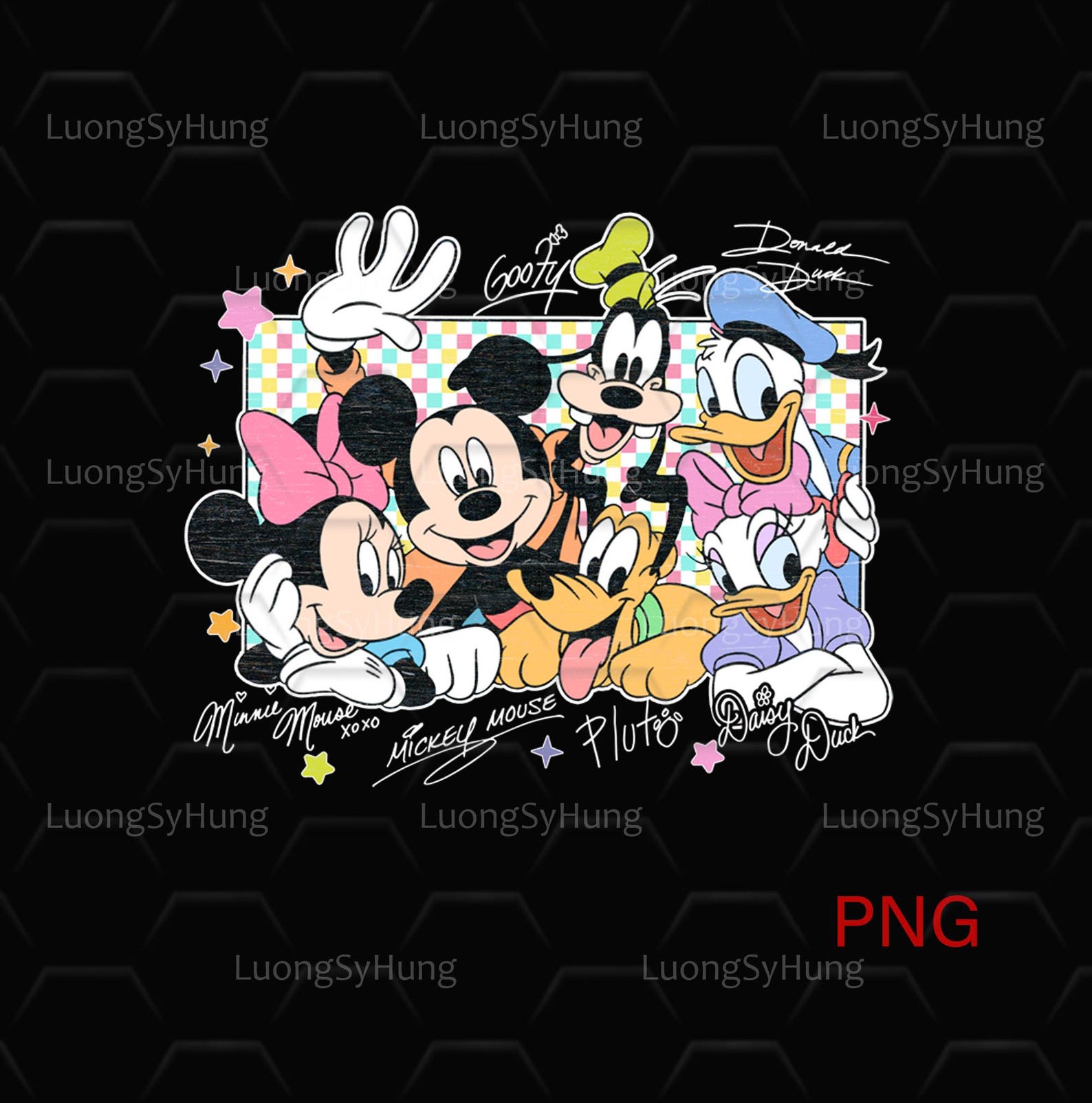 Retro Mikey Mouse and Friends Signatures Png, Disneyland Characters ...