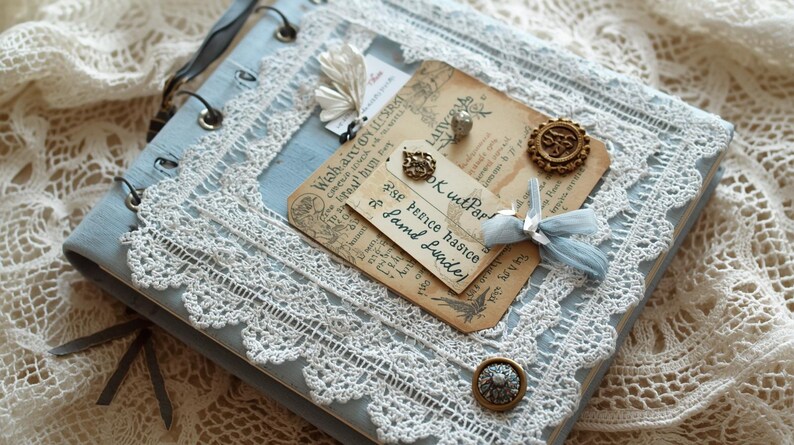 Sky Blue Lace Border Junk Journal - Etsy
