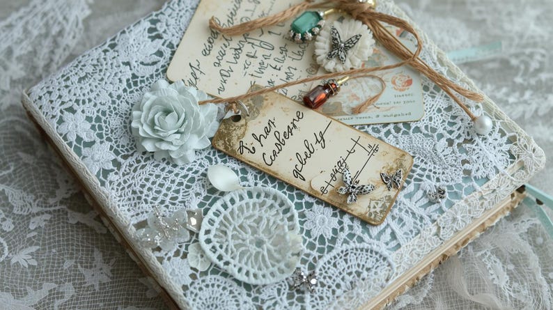 Sky Blue Lace Border Junk Journal - Etsy