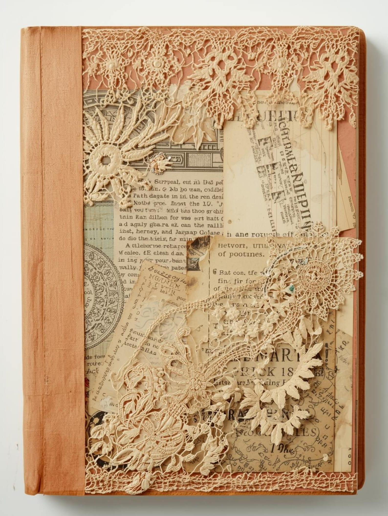 Peach Colour Junk Journal Set With Lace Work Ephemera:digital Print - Etsy