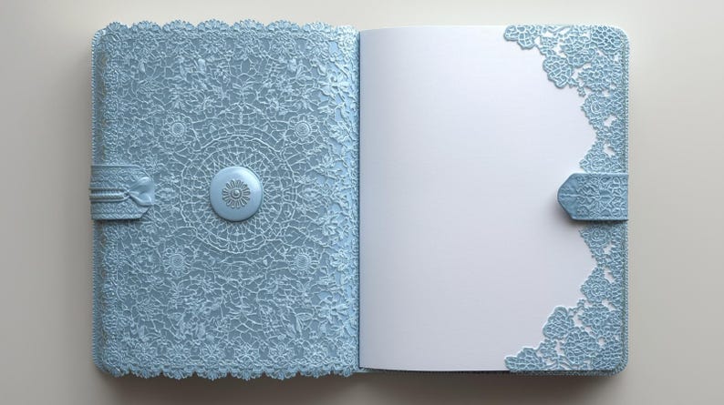 Sky Blue Lace Border Junk Journal - Etsy