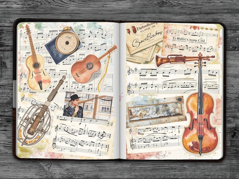 Musical Instruments and Sheet Junk Journal Kit - Etsy