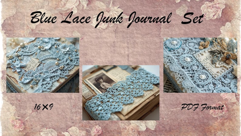 Sky Blue Lace Border Junk Journal - Etsy