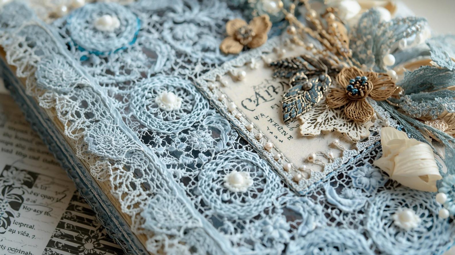 Sky Blue Lace Border Junk Journal - Etsy