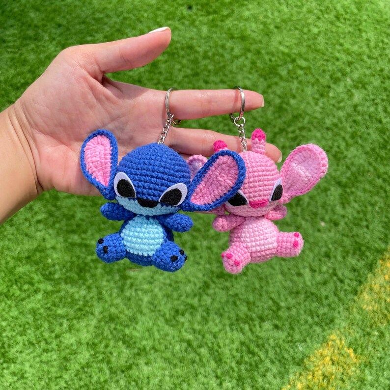 Handmade Crochet Stitch Keychain – Cute Amigurumi Lilo & Stitch Plush ...
