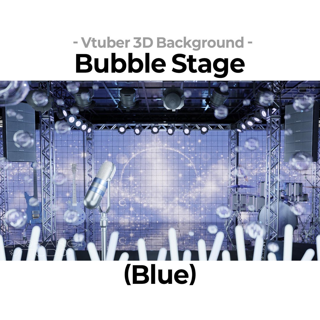 Bubble Stage (blue) | Vtuber Background, 3D Rendered, Premade, Streamer ...