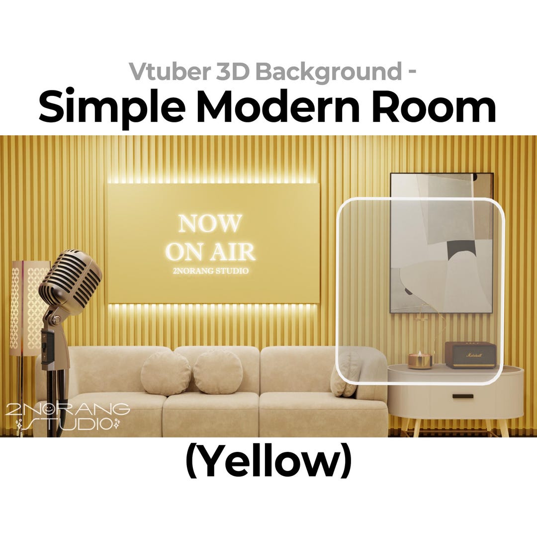 Simple Modern Room (yellow) | Vtuber Background, 3D Rendered, Premade ...